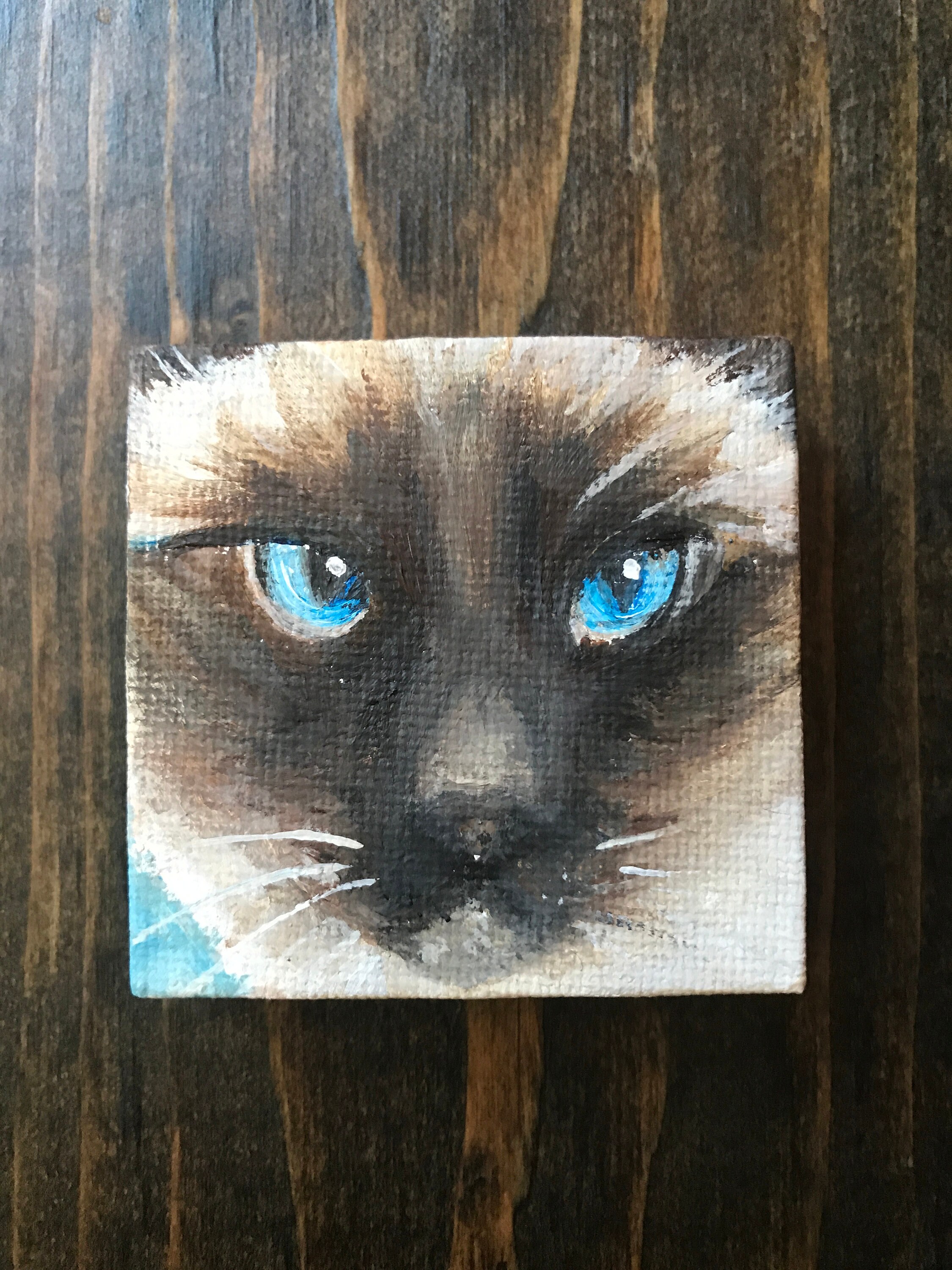Cat Portraits, Custom Tiny Paintings, Miniature Painting on Canvas, 2 X ...