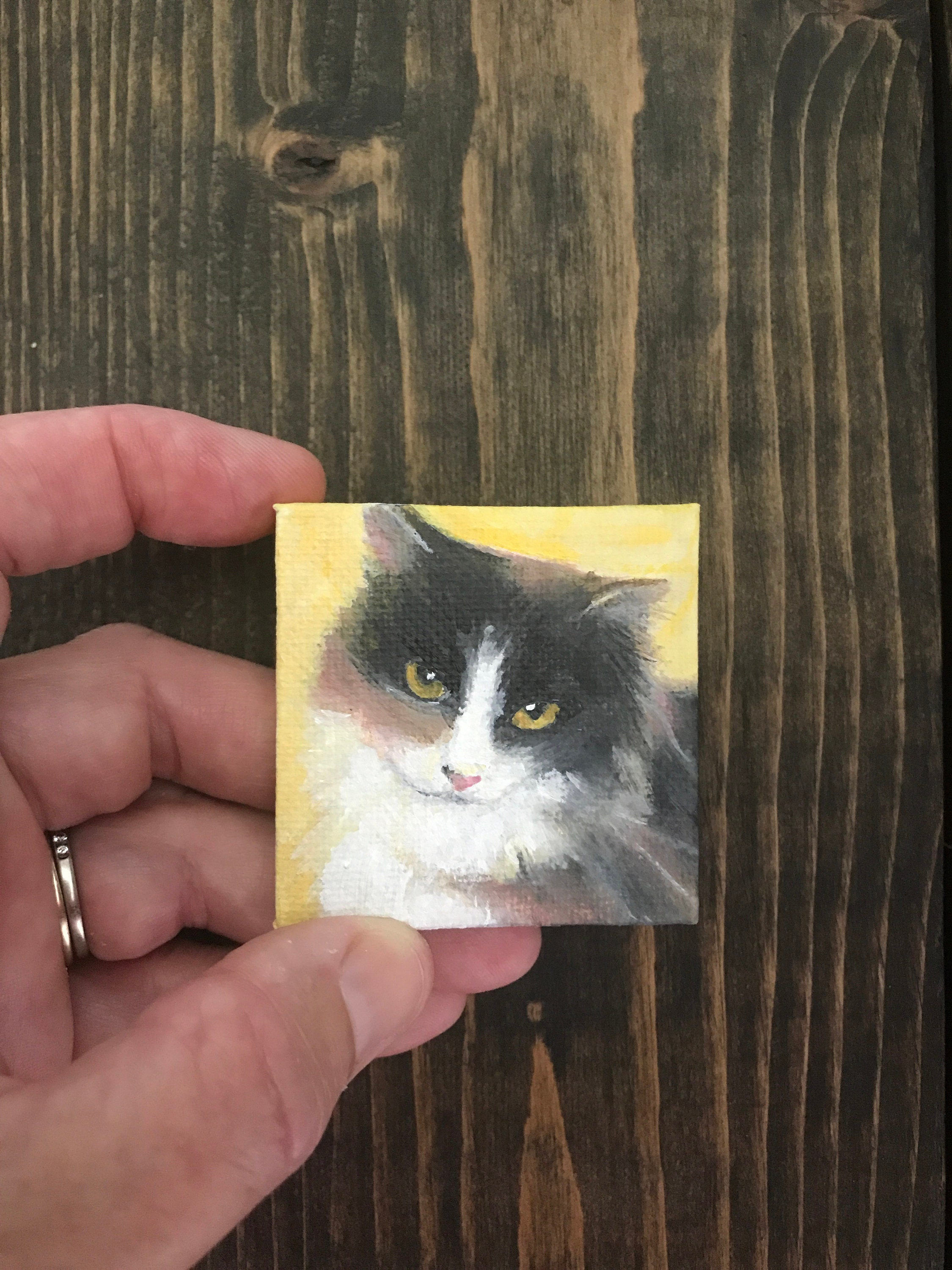 Cat Portraits Custom Tiny Paintings Miniature Painting on | Etsy