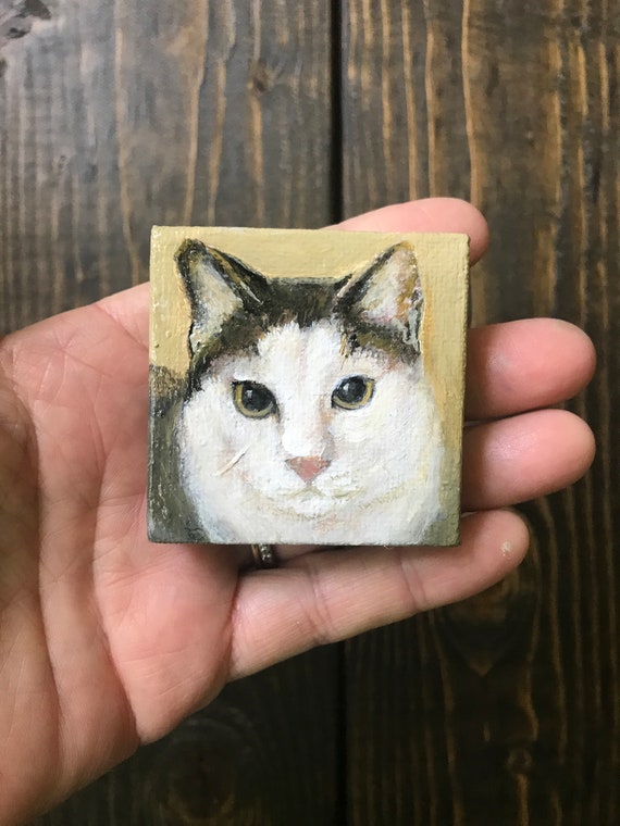 Cat Portraits Custom Tiny Paintings Miniature Painting on | Etsy