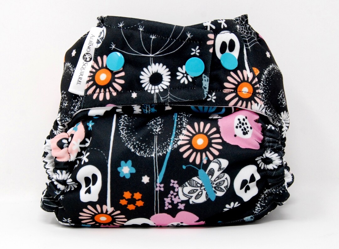 Halloween Skulls Floral Cloth Diaper Cover or Pocket Diaper (one Size ...