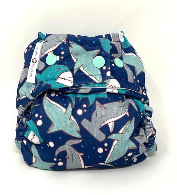 Sharks Diaper Cover or Pocket Diaper one Size Baby Shower | Etsy