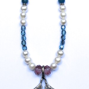 Double Mermaid Necklace With Genuine Fresh Water Pearls, Apatite and ...