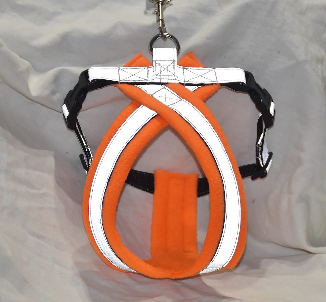 Reflective Dog Harness - Hi Visibility Fleece Lined - Handmade Orange ...
