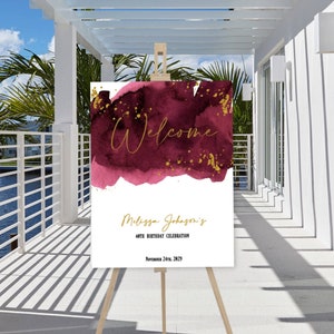 Burgundy Welcome Sign Editable Maroon Welcome Sign Party - Etsy