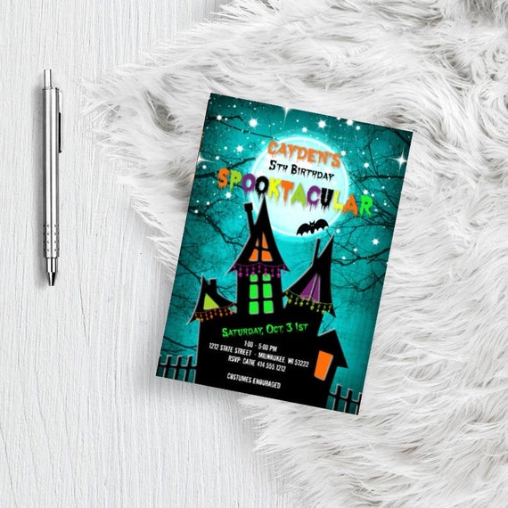 Halloween Invitation Kids Birthday Spooktacular Haunted House Invite ...