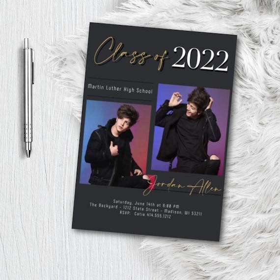 Boys Graduation Invitation Photo 2022 , Class of 2022 Announcement ...