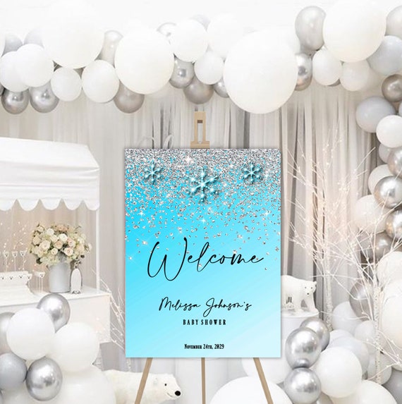 Snowflake Welcome Sign Baby Shower | Winter Wonderland Baby Shower ...