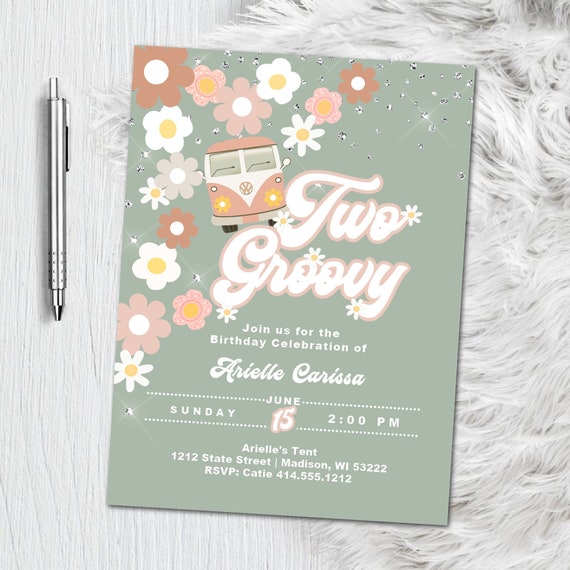 two-groovy-invitation-two-groovy-birthday-invite-too-etsy