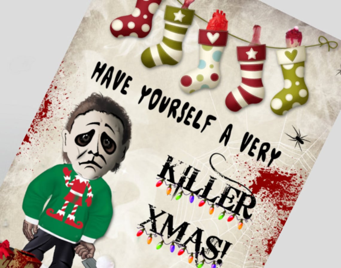 Funny Christmas Card horror Christmas Cards Slasher Horror - Etsy