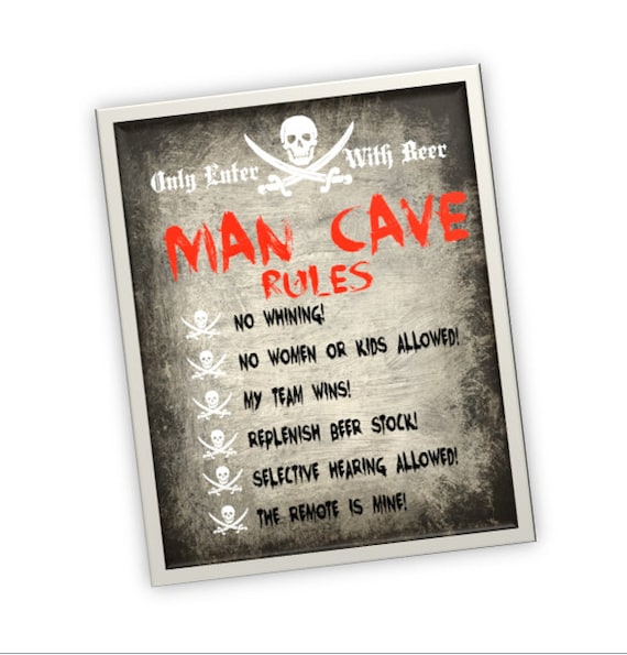 Man Cave Decor - Printable Man Cave Art, Man Cave Rules printable sign wall art mancave picture ...