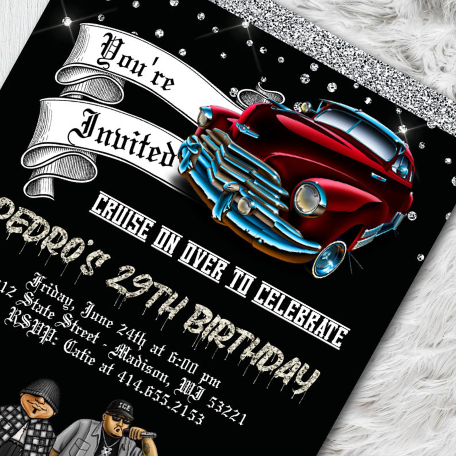 Lowrider Birthday Invitation Cholo Party Invites Homies - Etsy