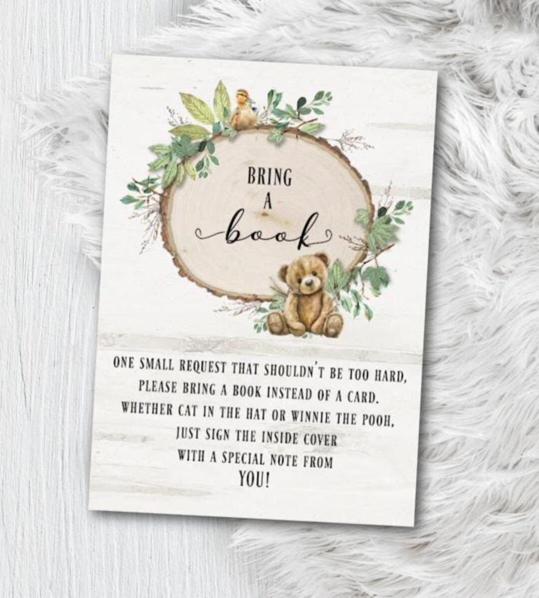Teddy Bear Baby Shower Book Request Insert – Woodland Bear Theme - We ...
