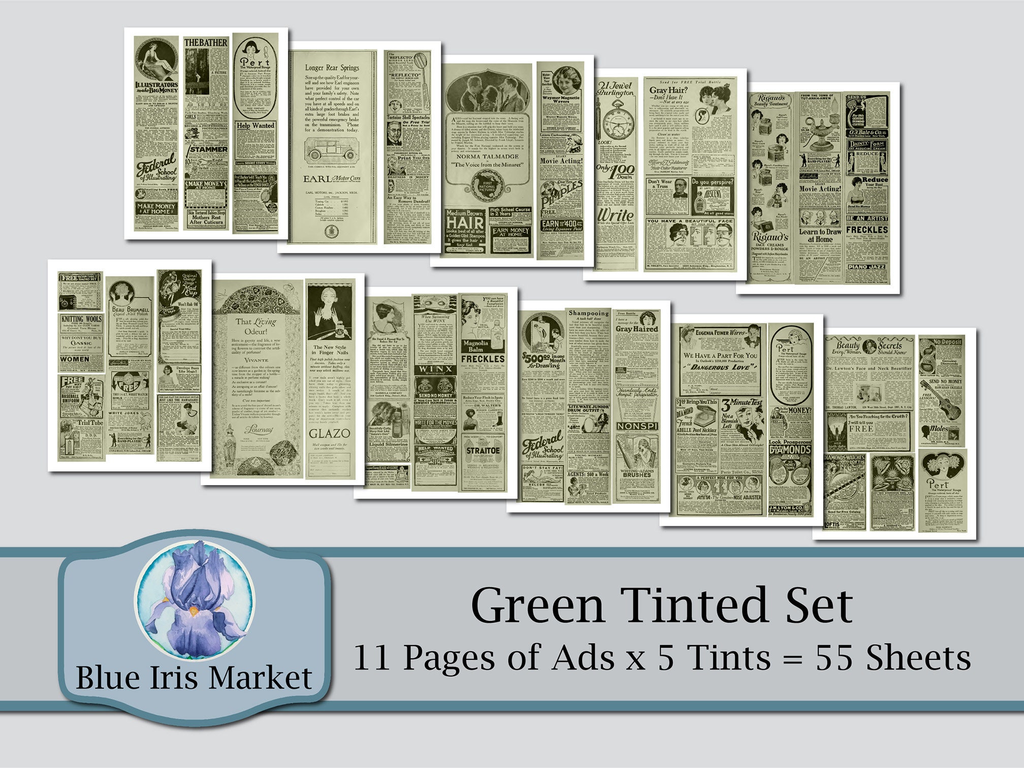 1923 Magazine Ads Collage Paper; COLLECTION 1; Digital Printable ...