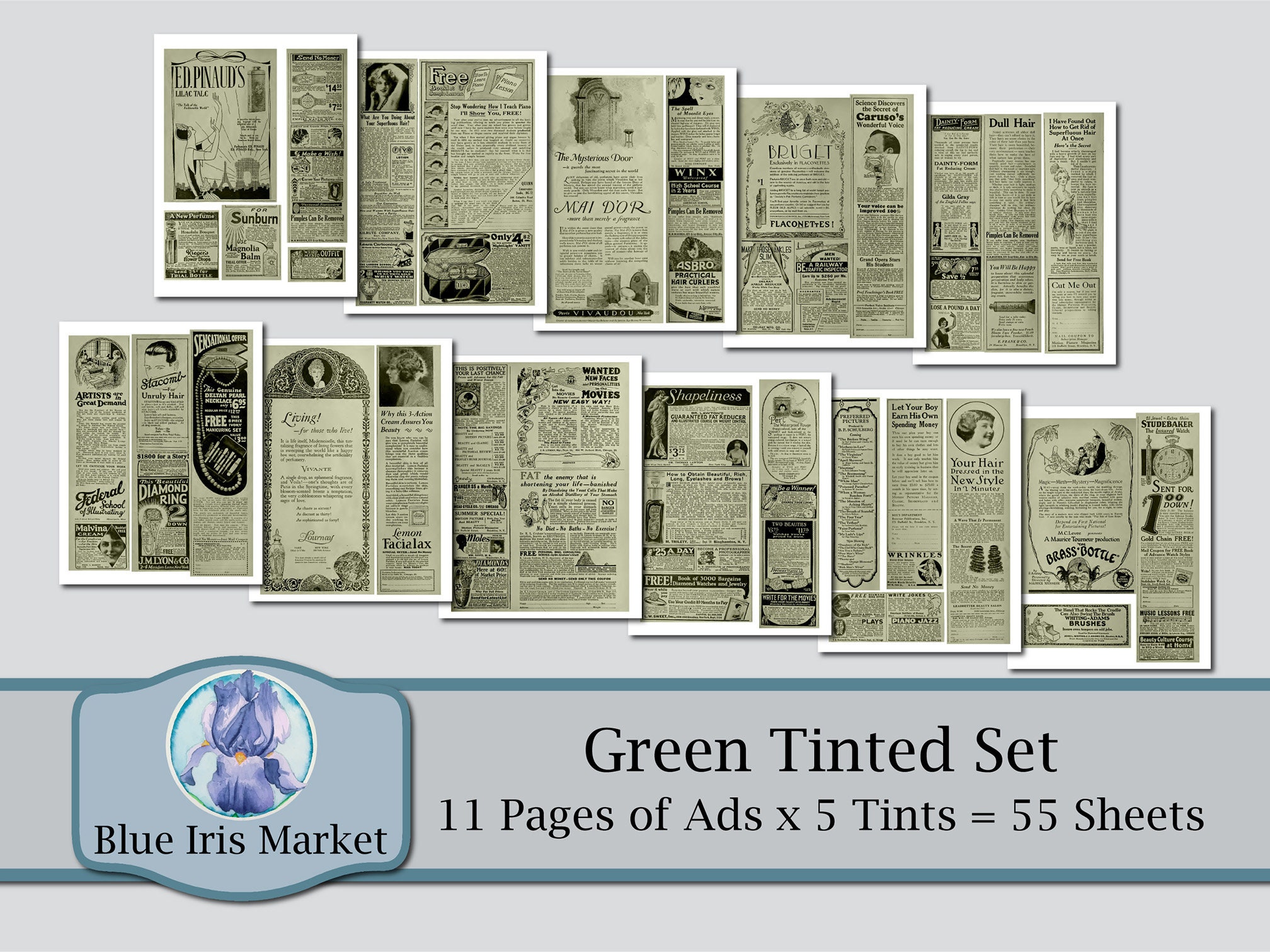 1923 Magazine Ads Collage Paper; COLLECTION 2; Digital Printable ...