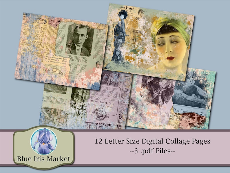 1923 Movie Magazine Distressed Collage Papers; 8 1/2 X 11 Letter Size ...