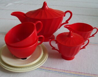 Red White Tea Set - Etsy