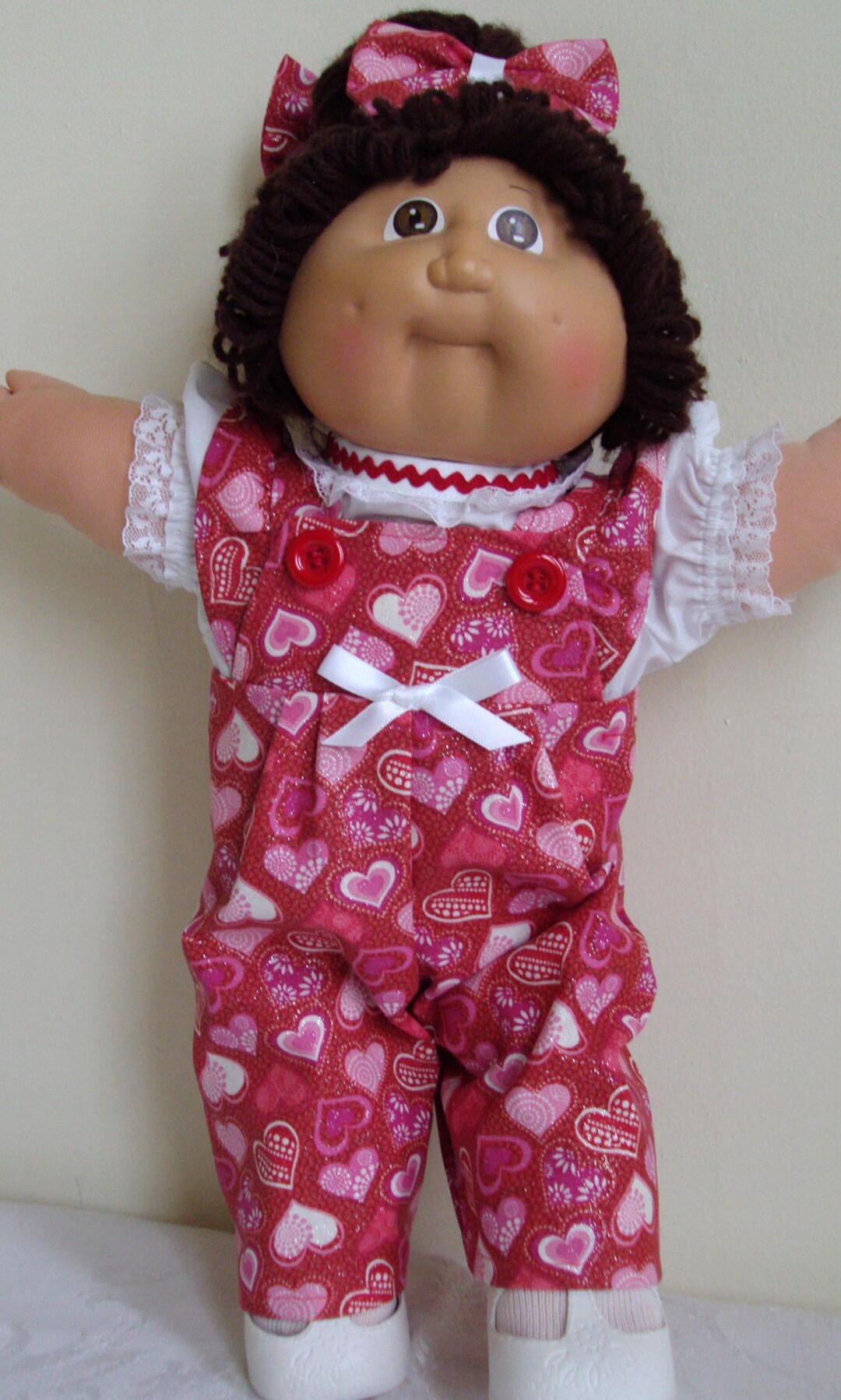 Sparkle Hearts Ruffled Bib Overalls for 16 Cabbage Patch Girls 4 Pc ...