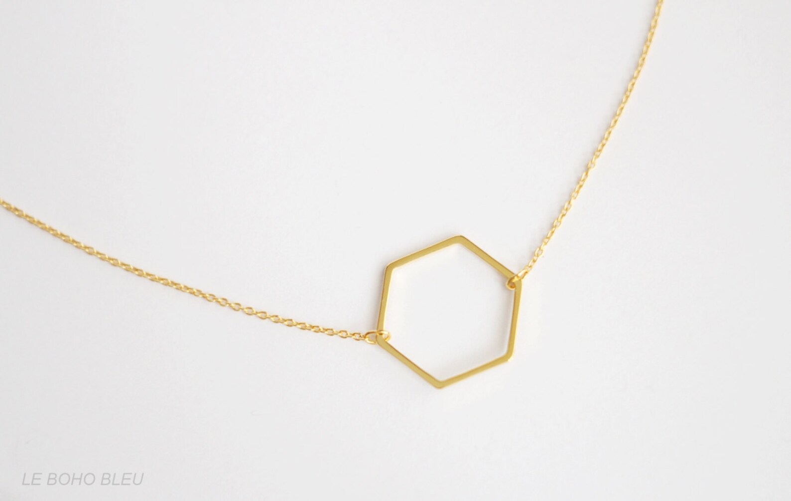 Gold Plated Hexagon Necklace/ Geometric Hexagon Necklace/ | Etsy