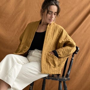 Short Quilted Jacket / Cinnamon / Batwing / 100% Cotton / Jacket With ...