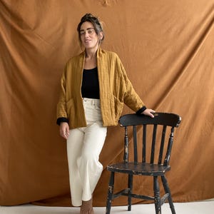 Short Quilted Jacket / Cinnamon / Batwing / 100% Cotton / Jacket With ...