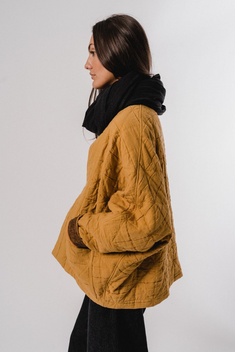 Short Quilted Jacket / Batwing / 100% Cotton / Jacket With - Etsy