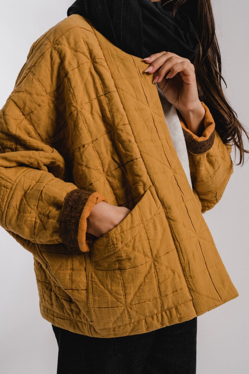 Short Quilted Jacket / Batwing / 100% Cotton / Jacket With - Etsy