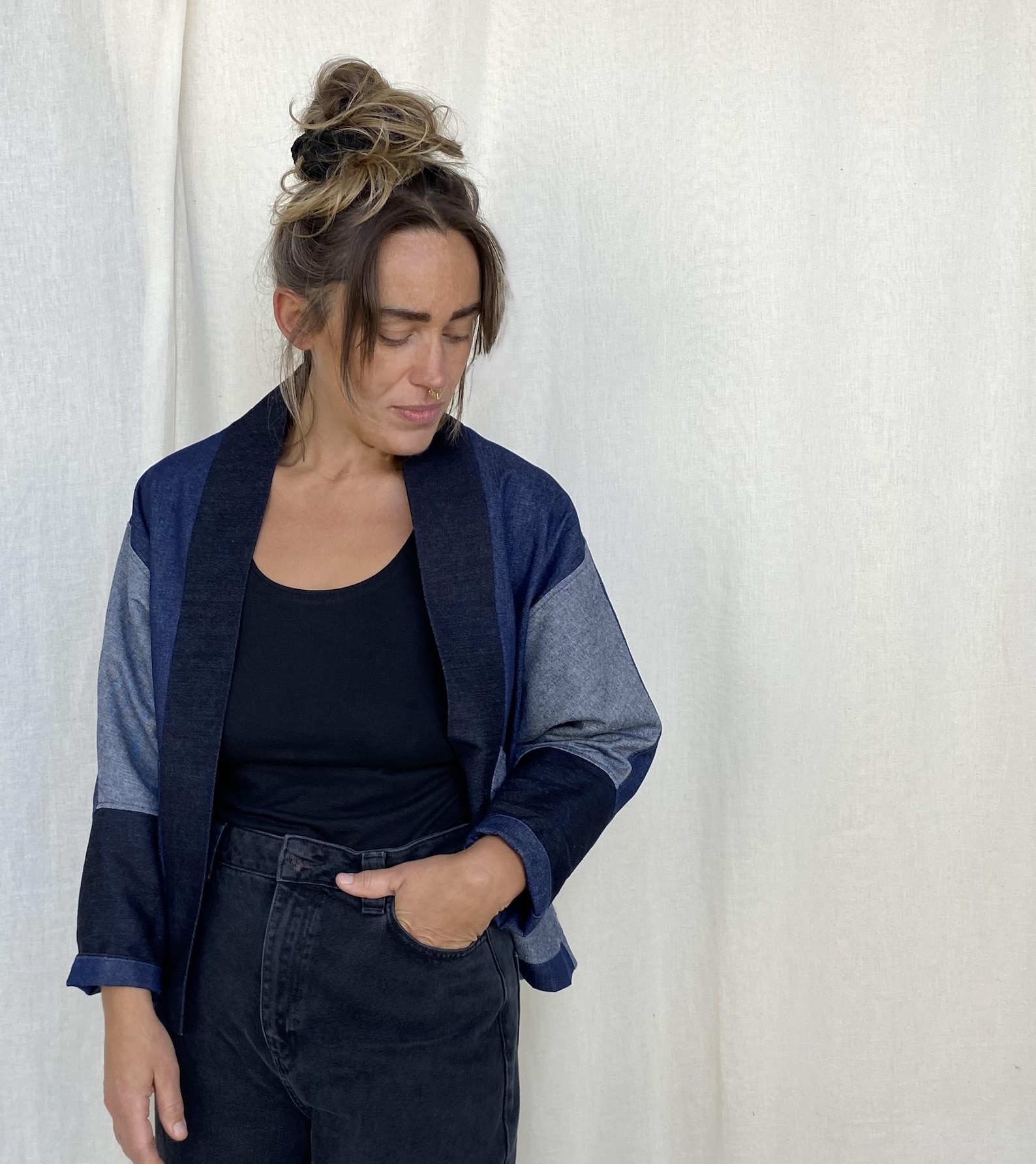 Denim Patchwork Potters Jacket / Panels of Different Denim - Etsy