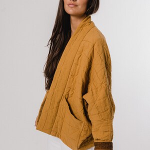 Short Quilted Jacket / Batwing / 100% Cotton / Jacket With Pockets ...