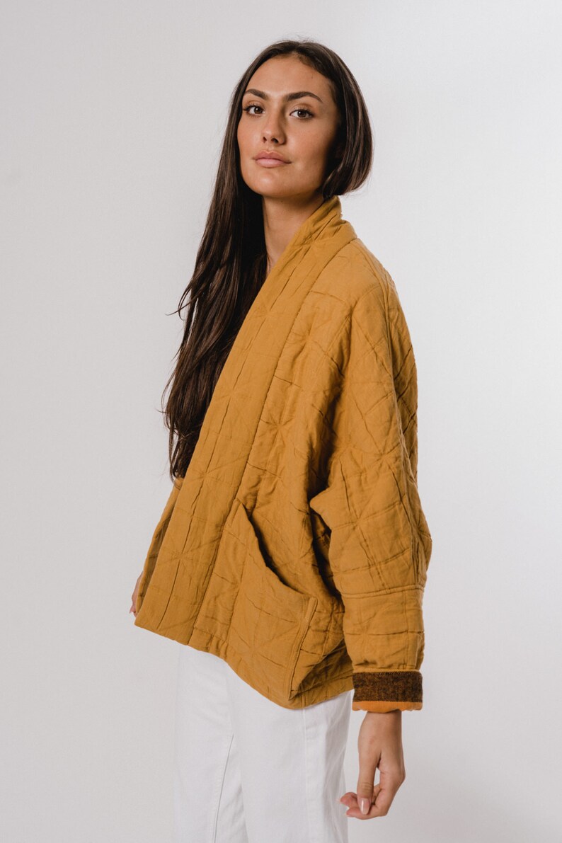 Short Quilted Jacket / Batwing / 100% Cotton / Jacket With - Etsy