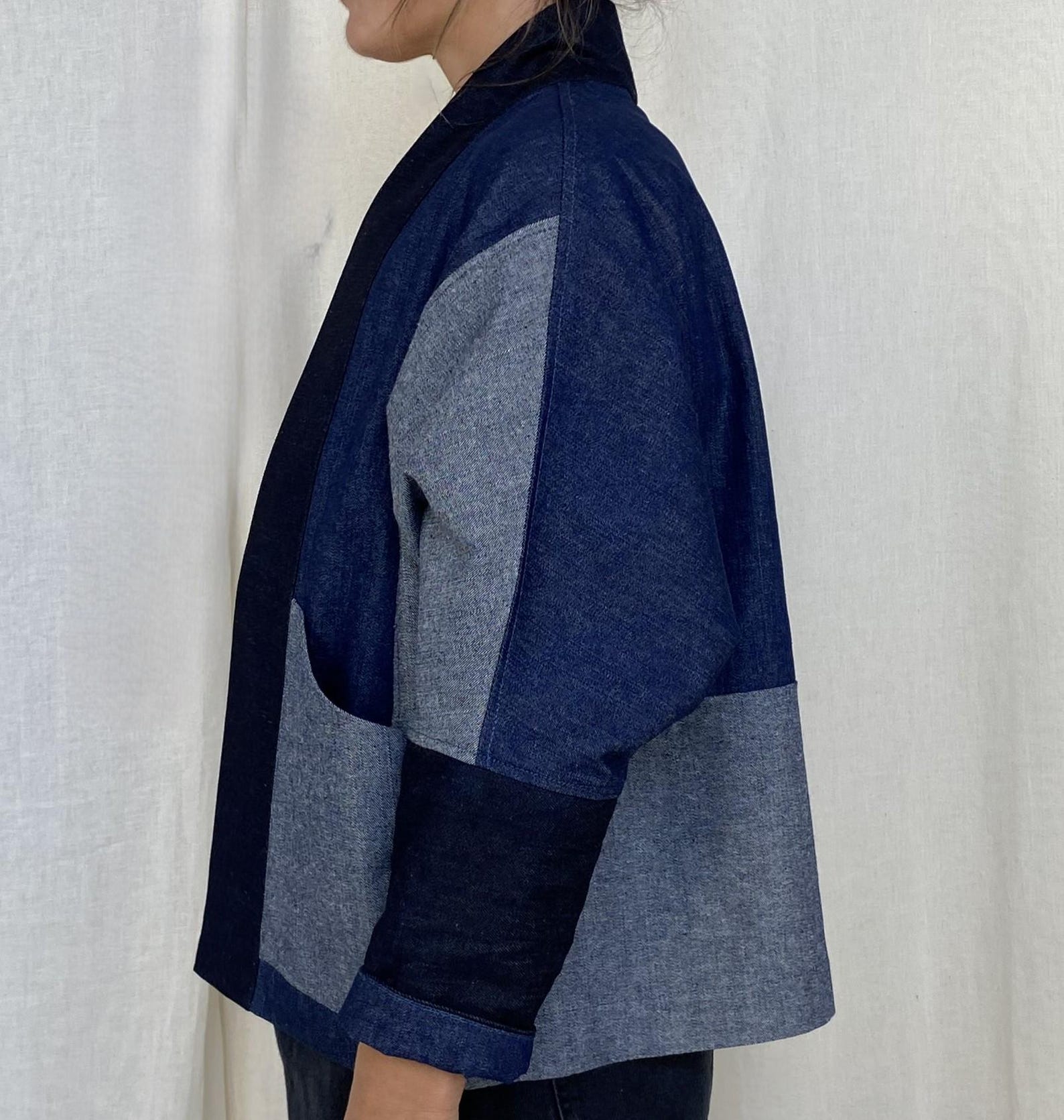 Denim Patchwork Potters Jacket / Panels of Different Denim - Etsy