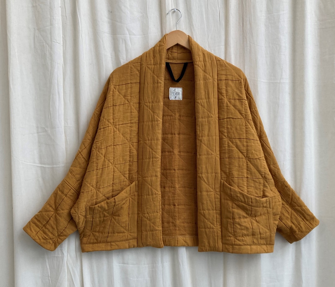 Short Quilted Jacket / Batwing / 100% Cotton / Jacket With Pockets ...