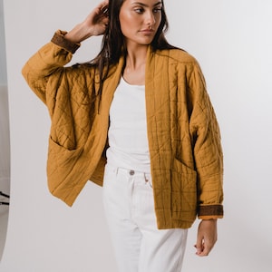 Short Quilted Jacket / Batwing / 100% Cotton / Jacket With - Etsy