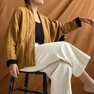 Short Quilted Jacket / Cinnamon / Batwing / 100% Cotton / Jacket With ...