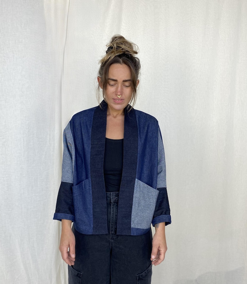 Denim Patchwork Potters Jacket / Panels of Different Denim - Etsy
