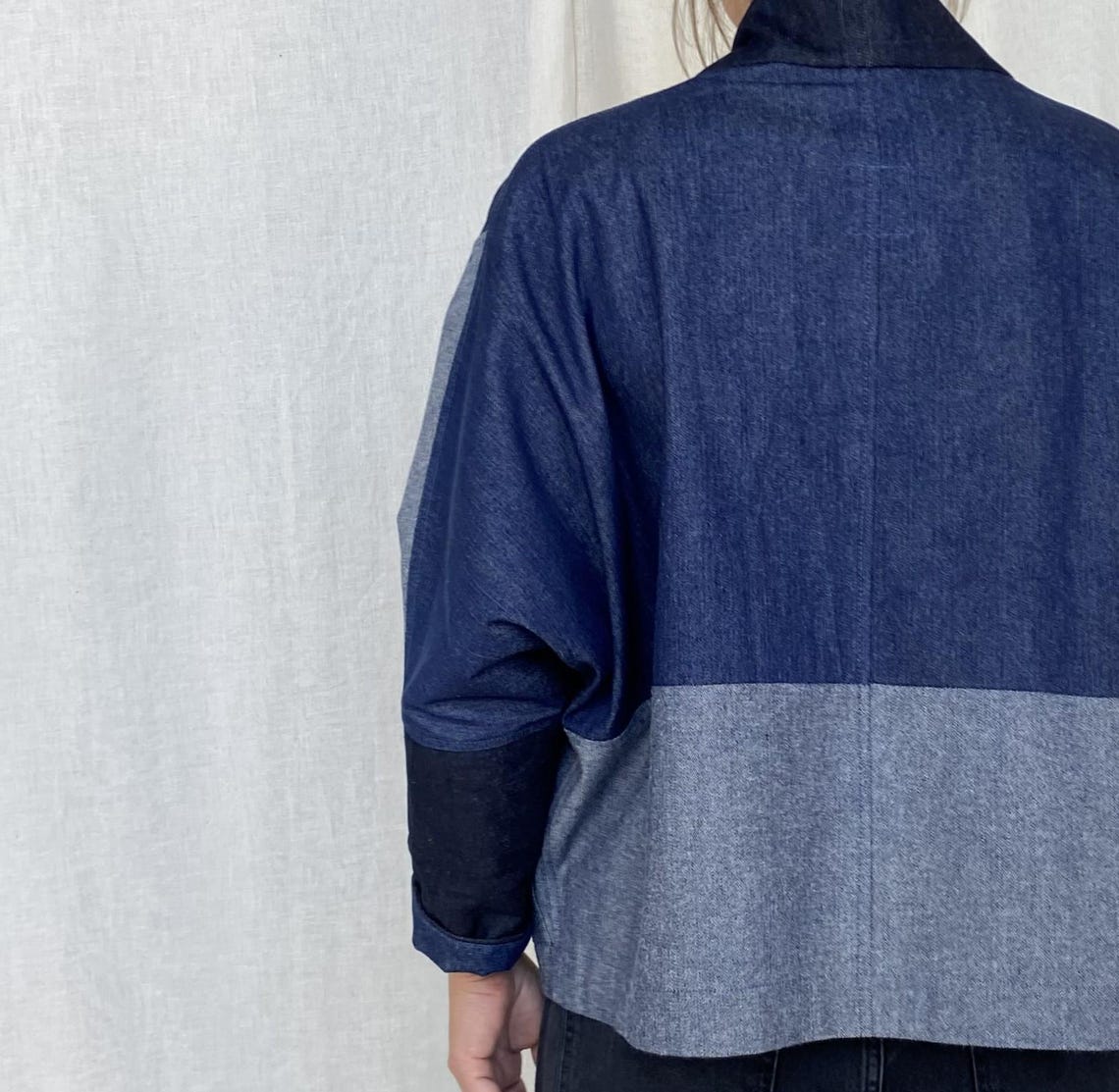 Denim Patchwork Potters Jacket / Panels of Different Denim - Etsy