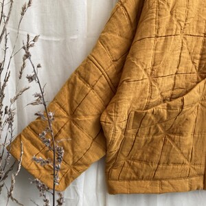 Short Quilted Jacket / Batwing / 100% Cotton / Jacket With Pockets ...