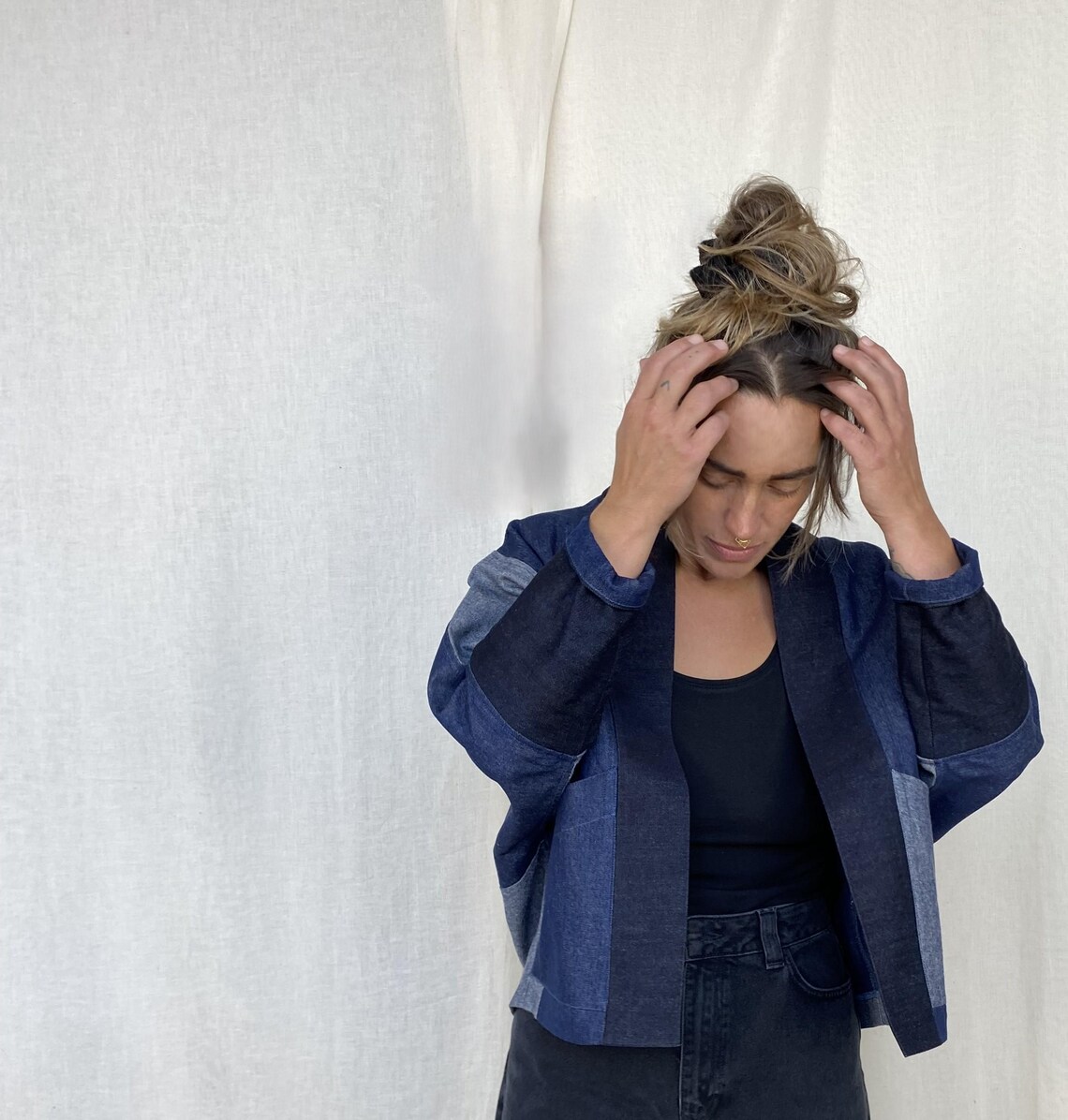 Denim Patchwork Potters Jacket / Panels of Different Denim - Etsy