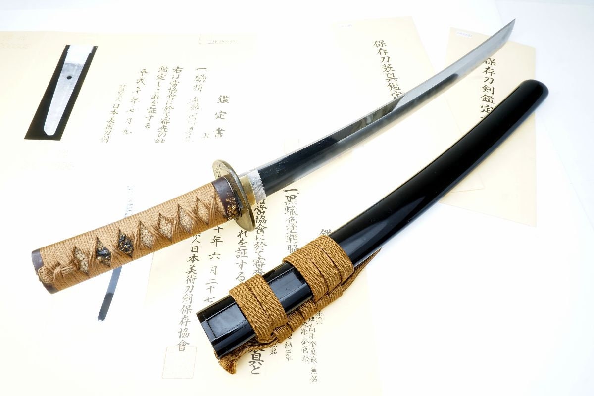 Two NBTHK HOZON Certificates for Blade & Koshirae Mountings: Japanese ...
