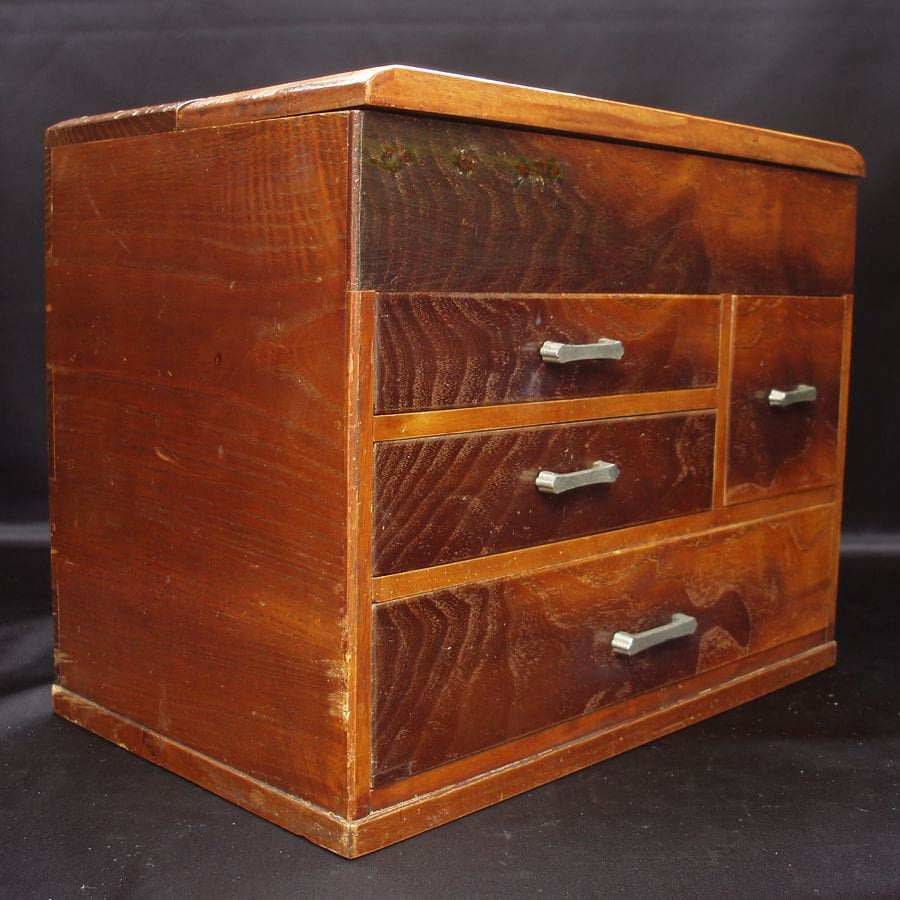 Japanese TANSU Chest Jewelry Box W 4 Drawer & Top Storage Lacquered ...