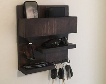 24 Handcrafted Wooden Rustic wall mount Mail & Key Organizer | Etsy