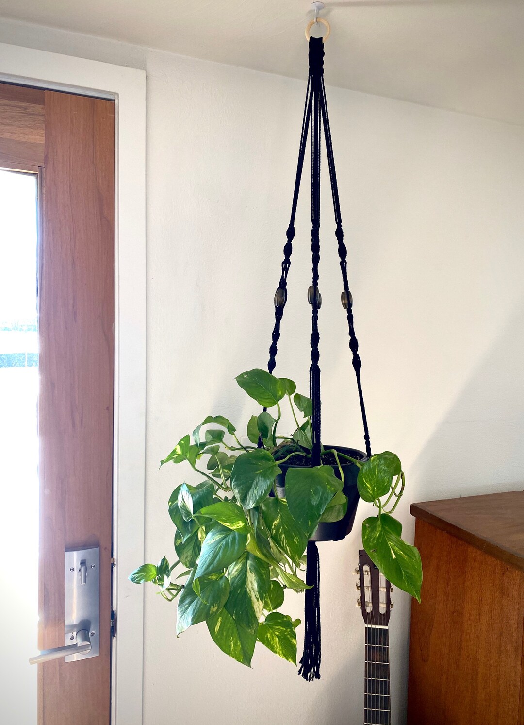 36” Black Macrame Plant Hanger - Etsy