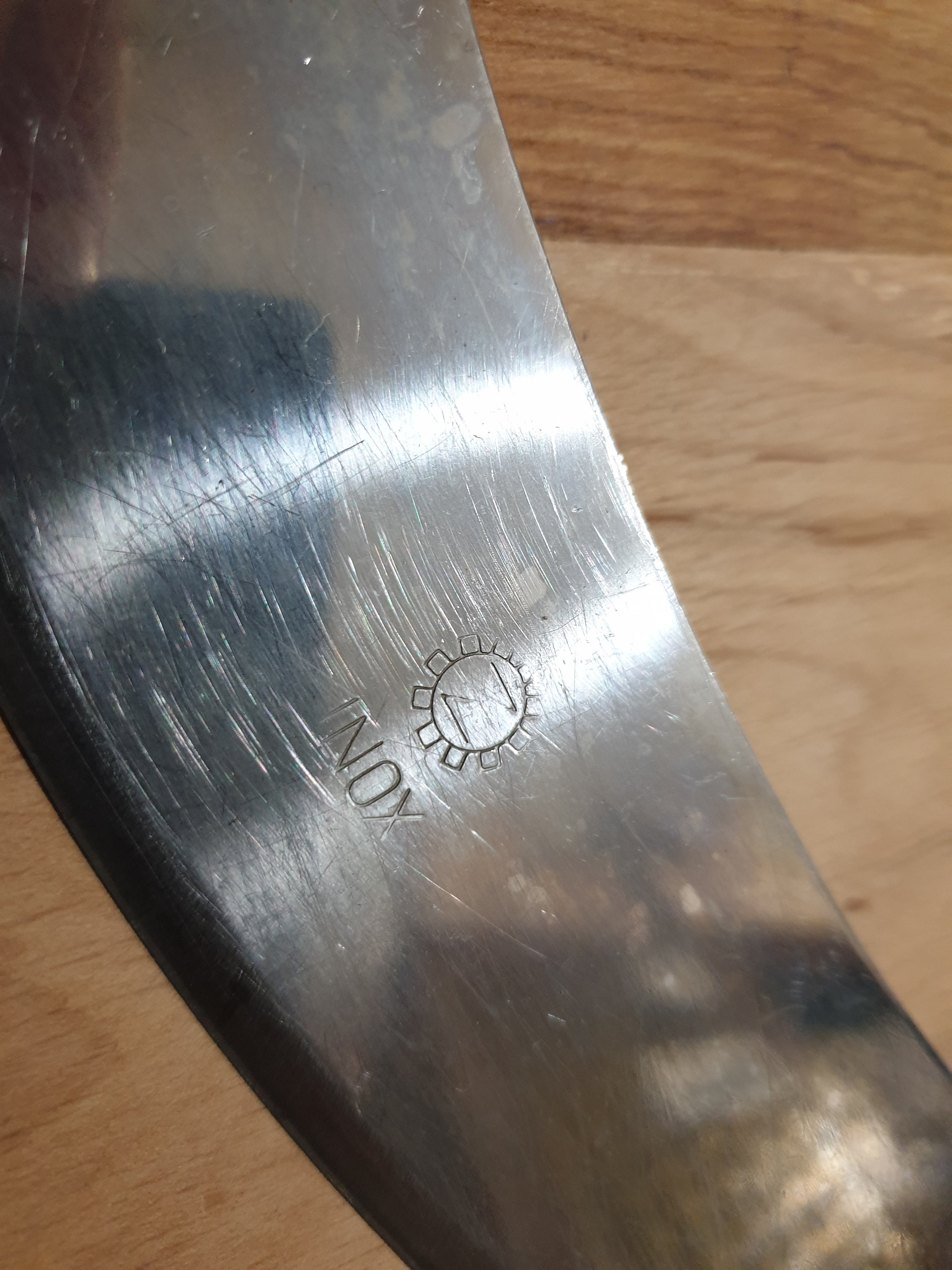 Vintage Mezzaluna Knife, Old Halfmoon Knife, Wide Half Moon Knife, Inox ...