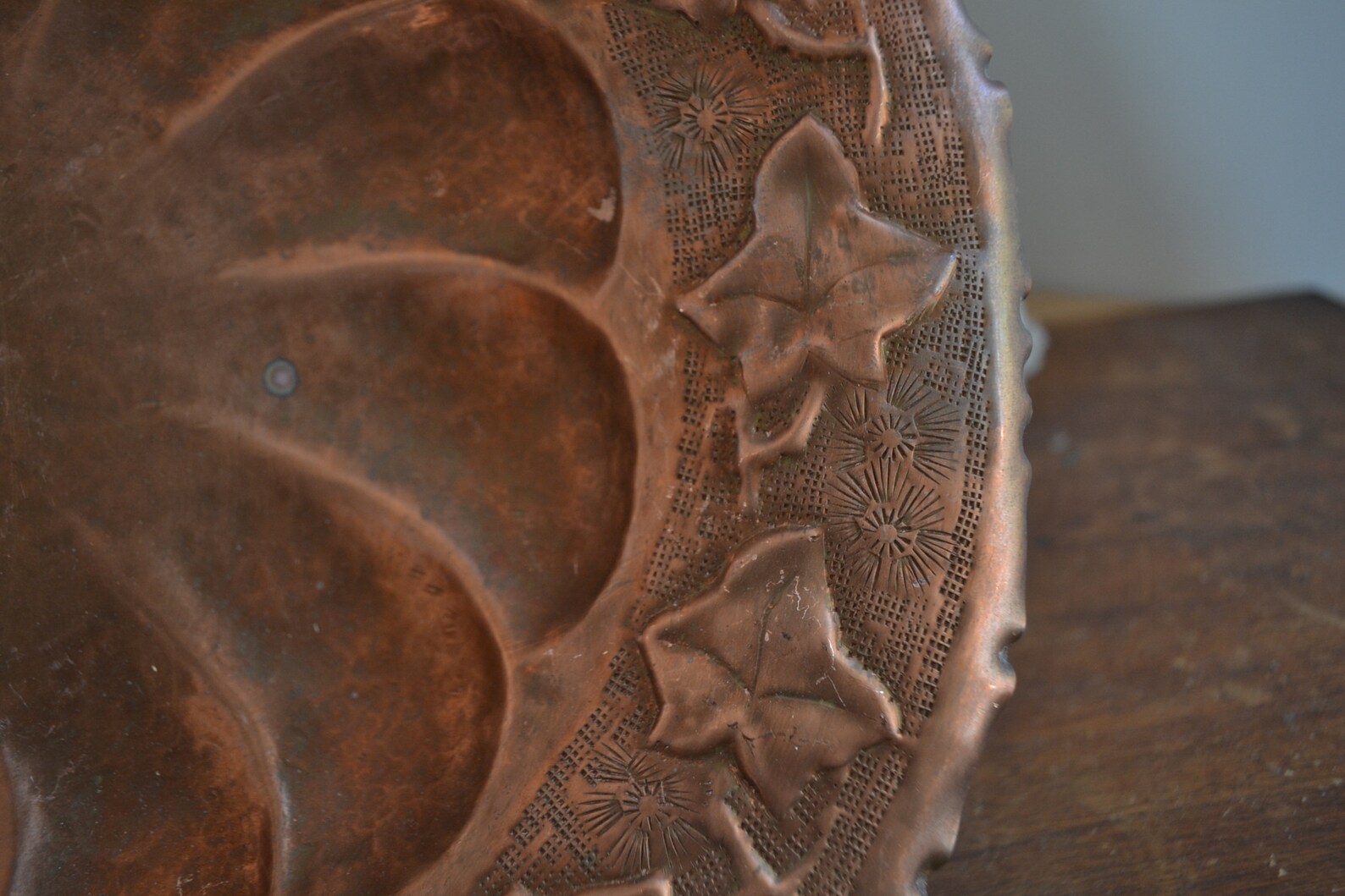 Large Old Copper Dish, Copper Tray, Embossed Copper Platter, Vintage ...