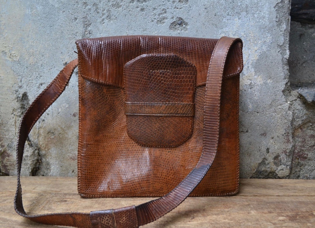Real Vintage Reptile Bag, Reptile Purse, Vintage Snake Leather Bag ...