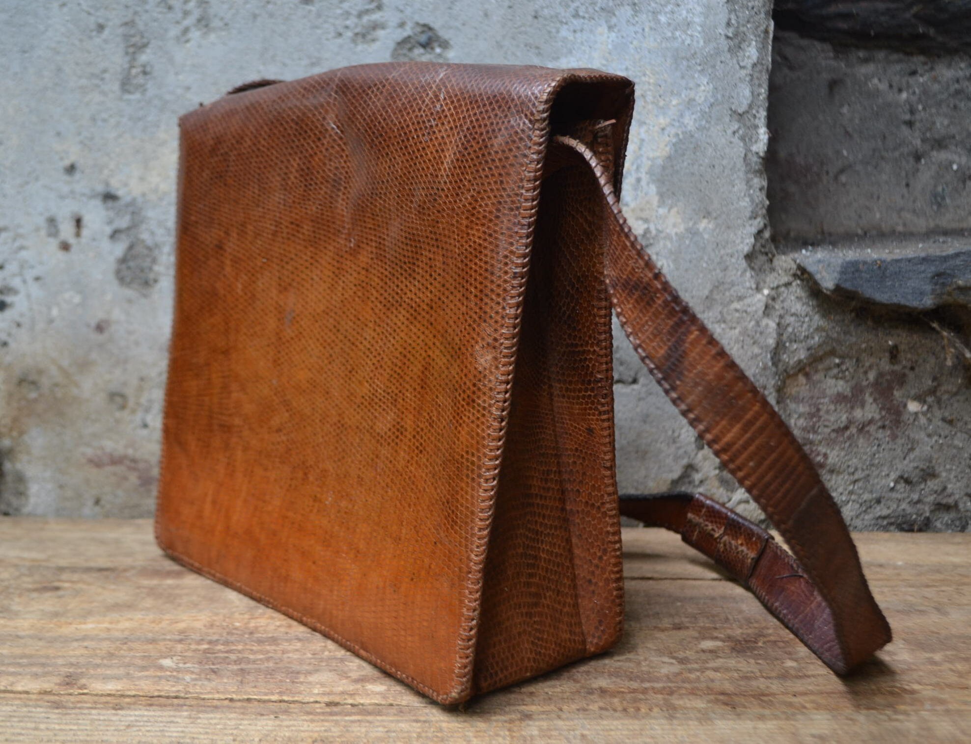 Real Vintage Reptile Bag, Reptile Purse, Vintage Snake Leather Bag ...