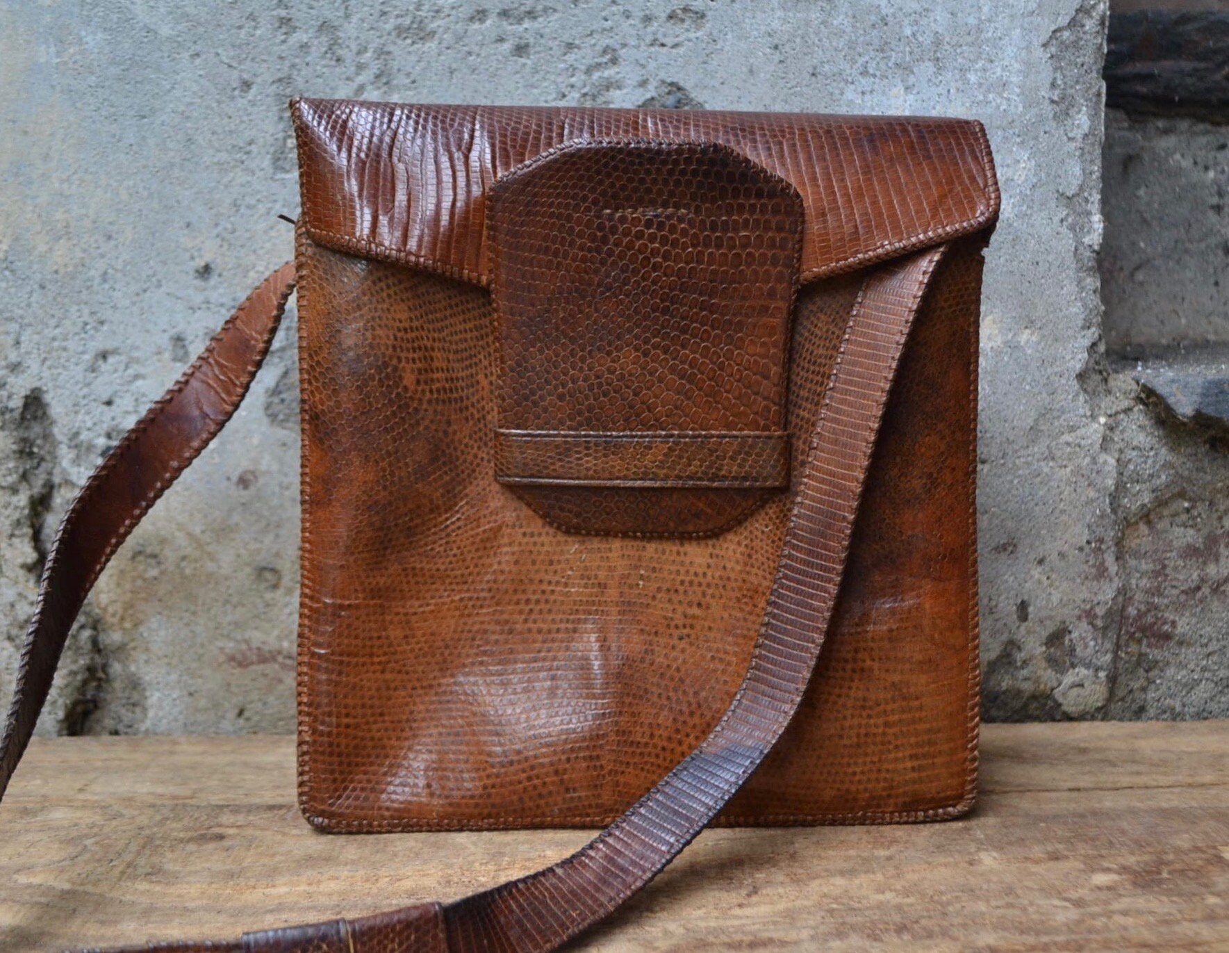 Real Vintage Reptile Bag, Reptile Purse, Vintage Snake Leather Bag ...