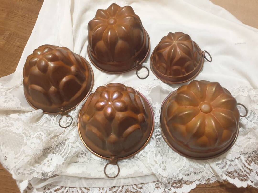 5 Old Pudding Molds, Old Copper Form Set, Copper Mold Set, Copper ...