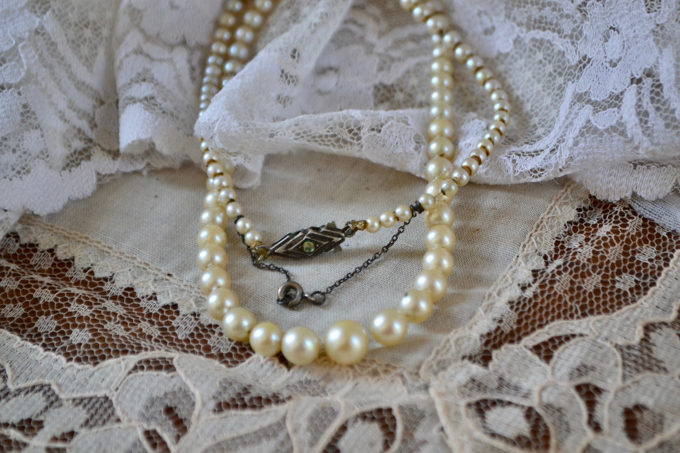 Old pearl necklace graduated pearl necklace real pearl | Etsy