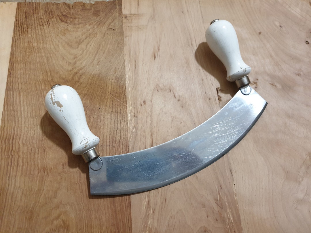 Vintage Mezzaluna Knife, Old Halfmoon Knife, Wide Half Moon Knife, Inox ...