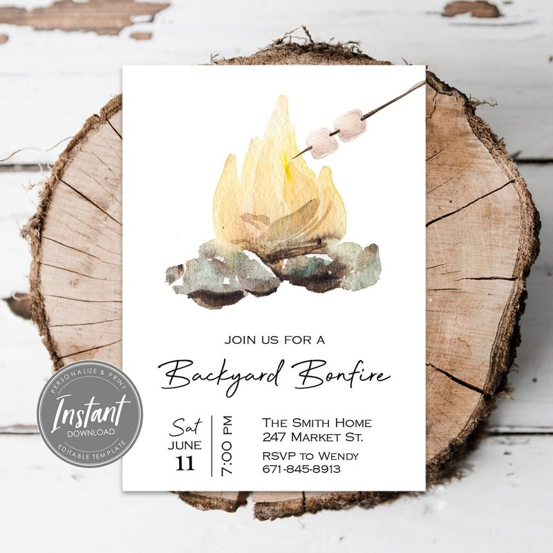 Campfire Invitations - Etsy